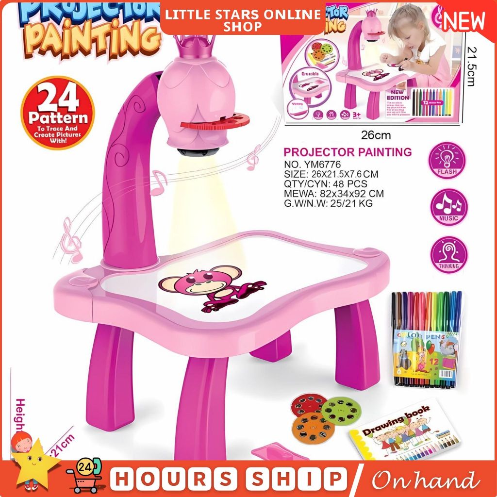 Little Stars Kids Toys Learning Desk With Projector Kids Painting Table ...