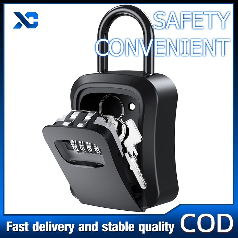 Home Weatherproof 4-Digit Combination Key Box Wall Mounted Padlock ...
