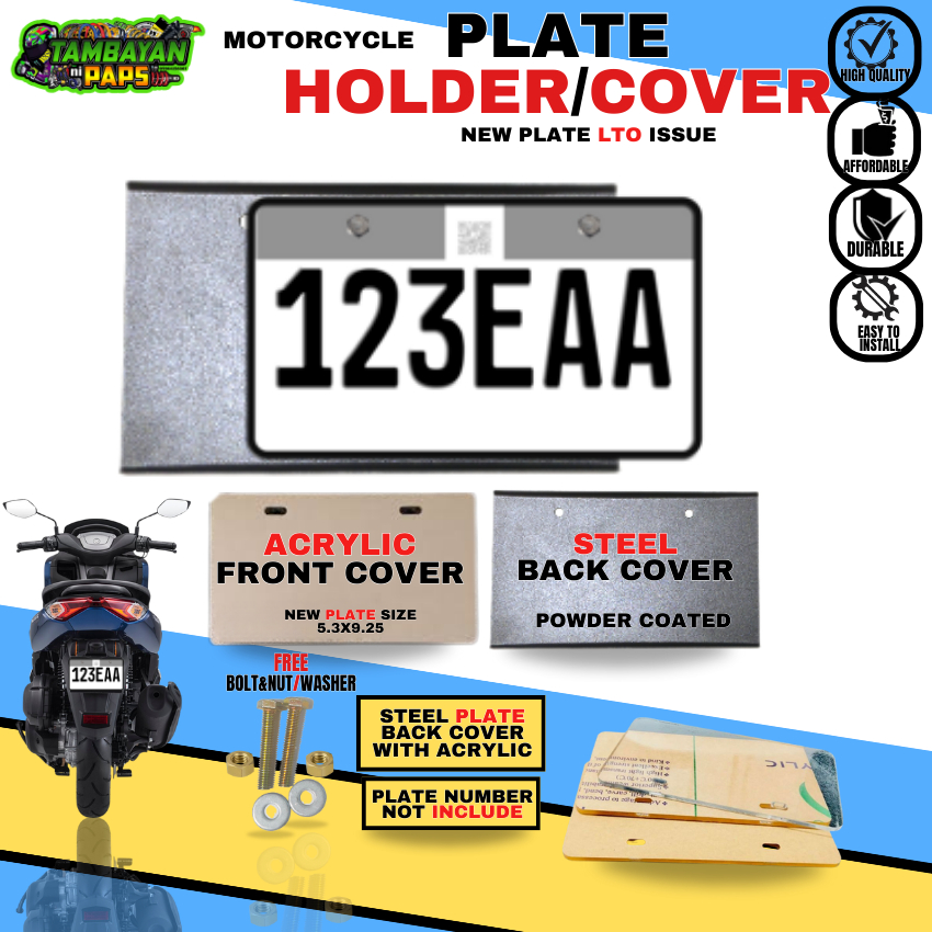 MOTORCYCLE PLATE NUMBER HOLDER BACK AND FRONT PROTECTOR COVER STEEL ...