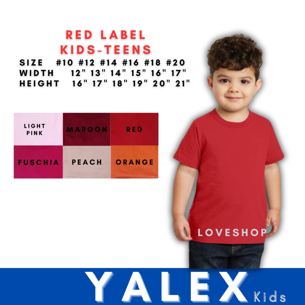 YALEX TSHIRT COLORED FOR KIDS COTTON | Shopee Philippines
