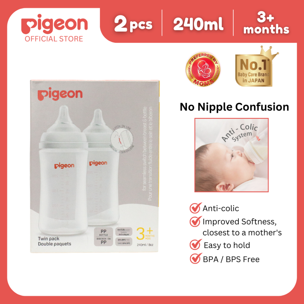 Pigeon Official- New and Improved Wideneck PP Feeding Bottle 240ml ...