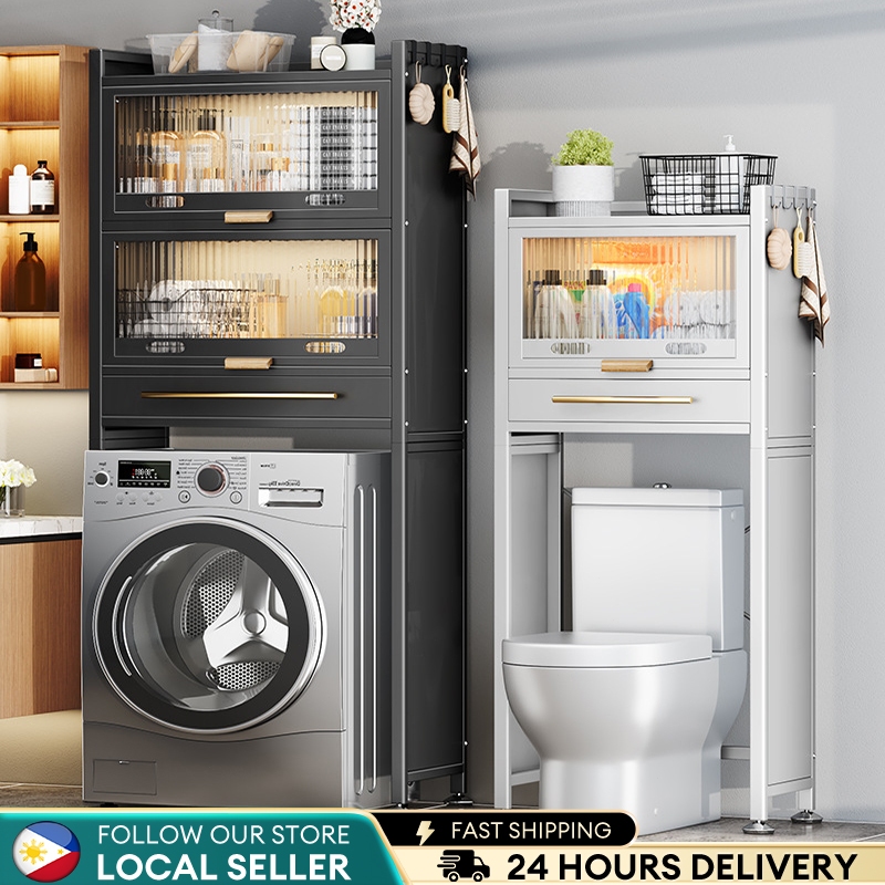 Washing machine storage rack with door multifunctional storage cabinet ...