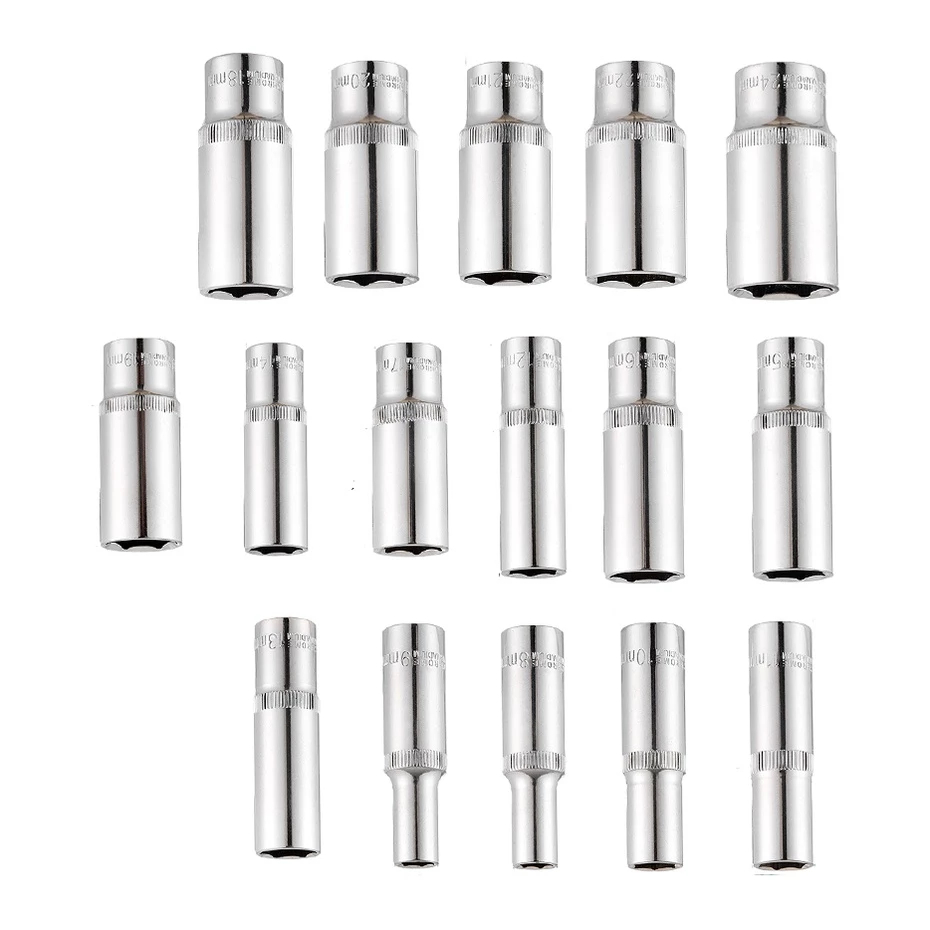 Stainless Deep Socket Silver Socket Wrenches 3/8inch 63mm 8-24mm Deep ...