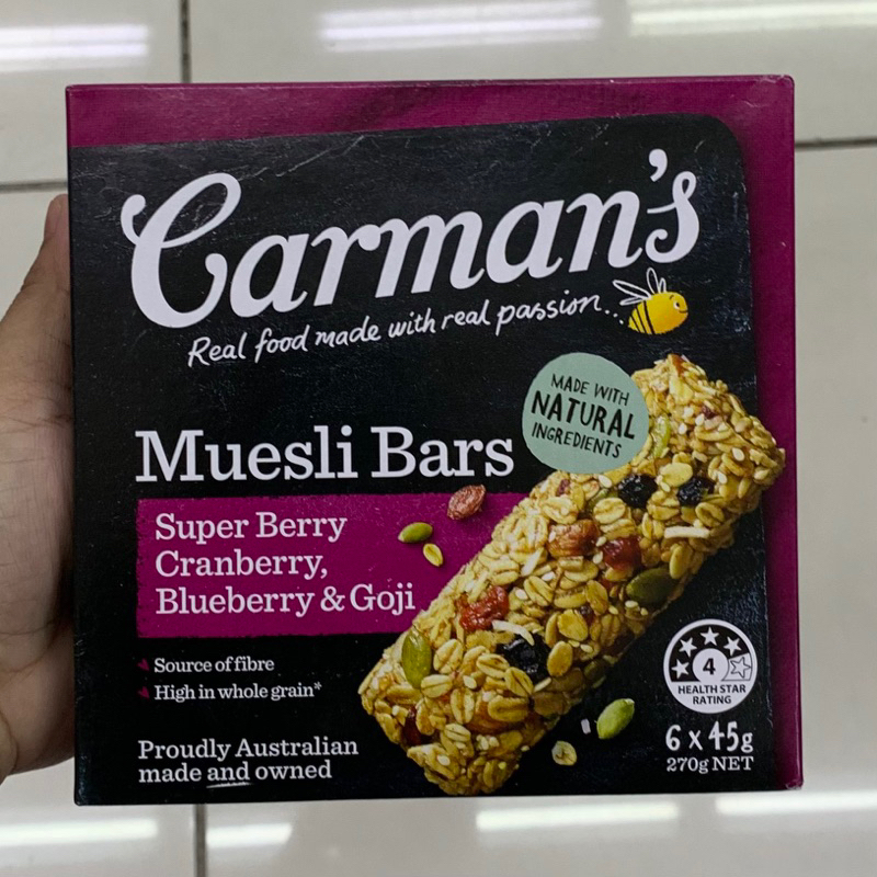 CARMAN'S MUESLI BARS SUPER BERRY 270g | Shopee Philippines