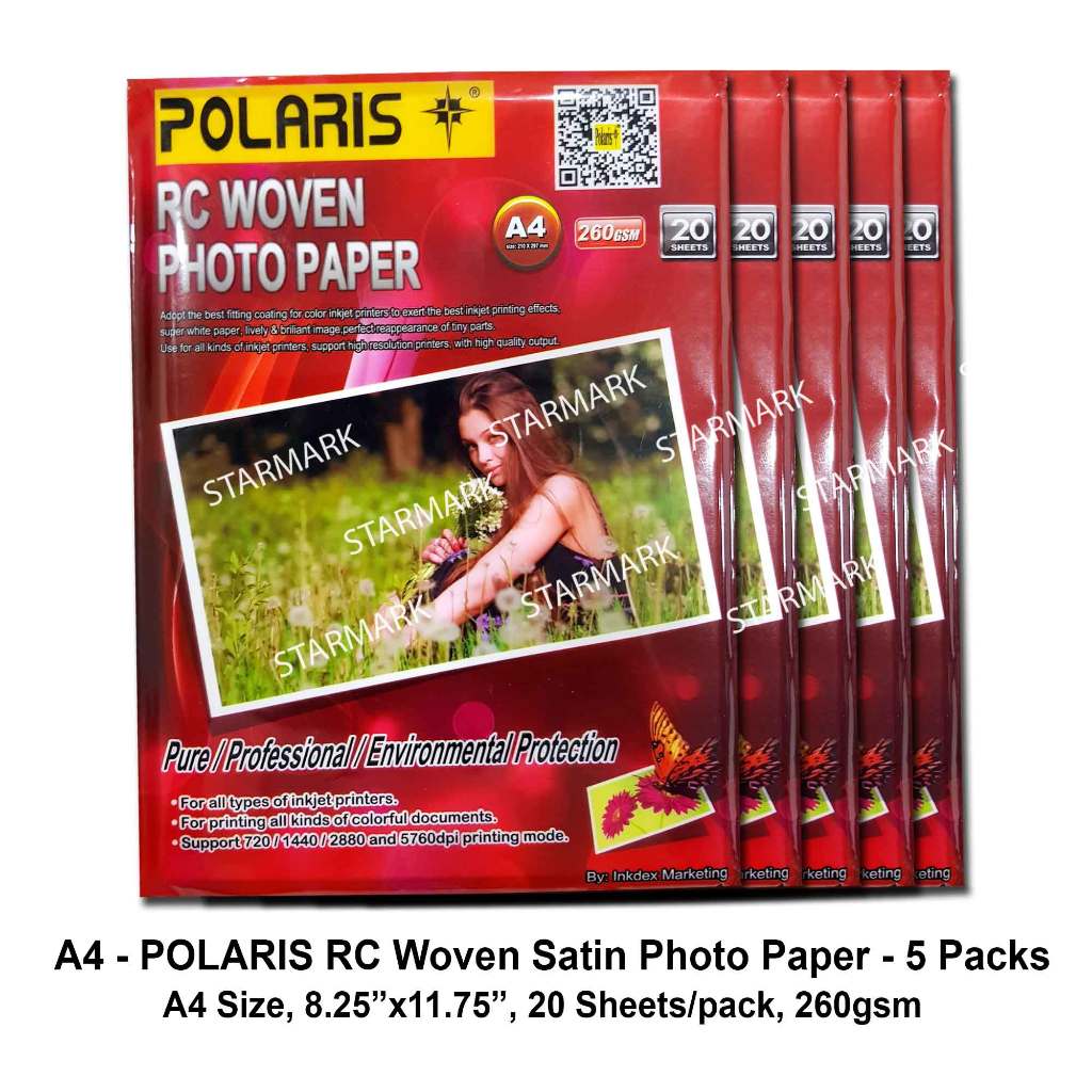 Polaris RC Woven Photo Paper Paper - A4 Size, 8.25x11.75 inches, 20 ...