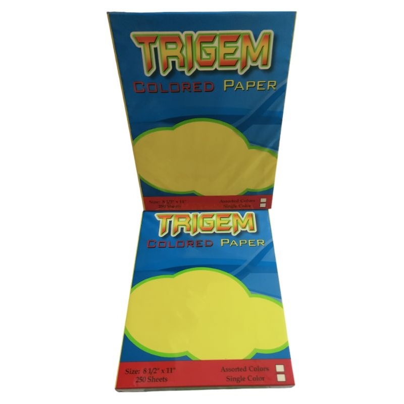TRIGEM COLORED PAPER ASSORTED 8 1/2x11 250 SHEETS | Shopee Philippines