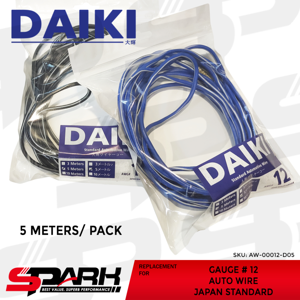 AWG #12 DAIKI Japan Standard Automotive Wire Auto Wire Heavy Duty Gauge #12 (Meter) | Shopee ...