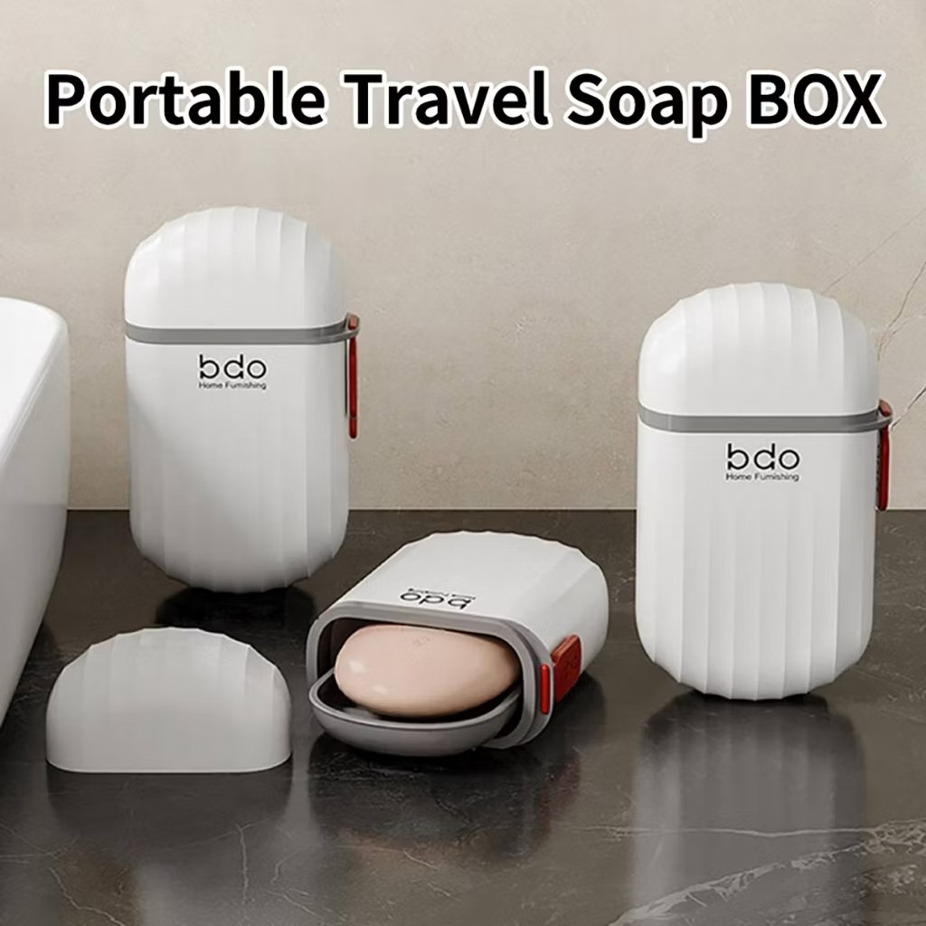 Soap Box Holder Travel Soap Case Box With Cover Portable Anti Overflow ...