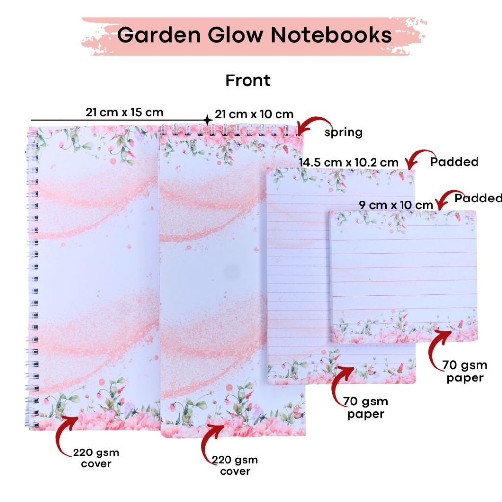 Garden Glow Notebooks –Colored Prints Notebook A5 | Lengthwise, Notepad ...