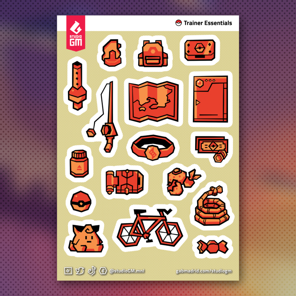 Pokemon Trainer Essentials Items Pokedex Potion Sticker Sheet Cute ...
