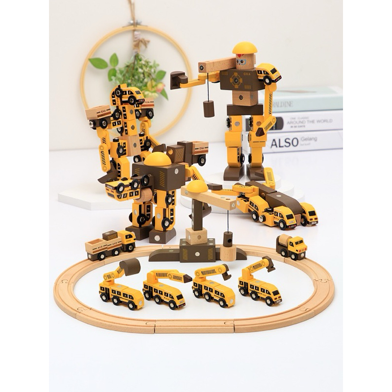 Wooden Magnetic Engineering DIY Playset / Wooden Train / Wooden DIY Toy ...