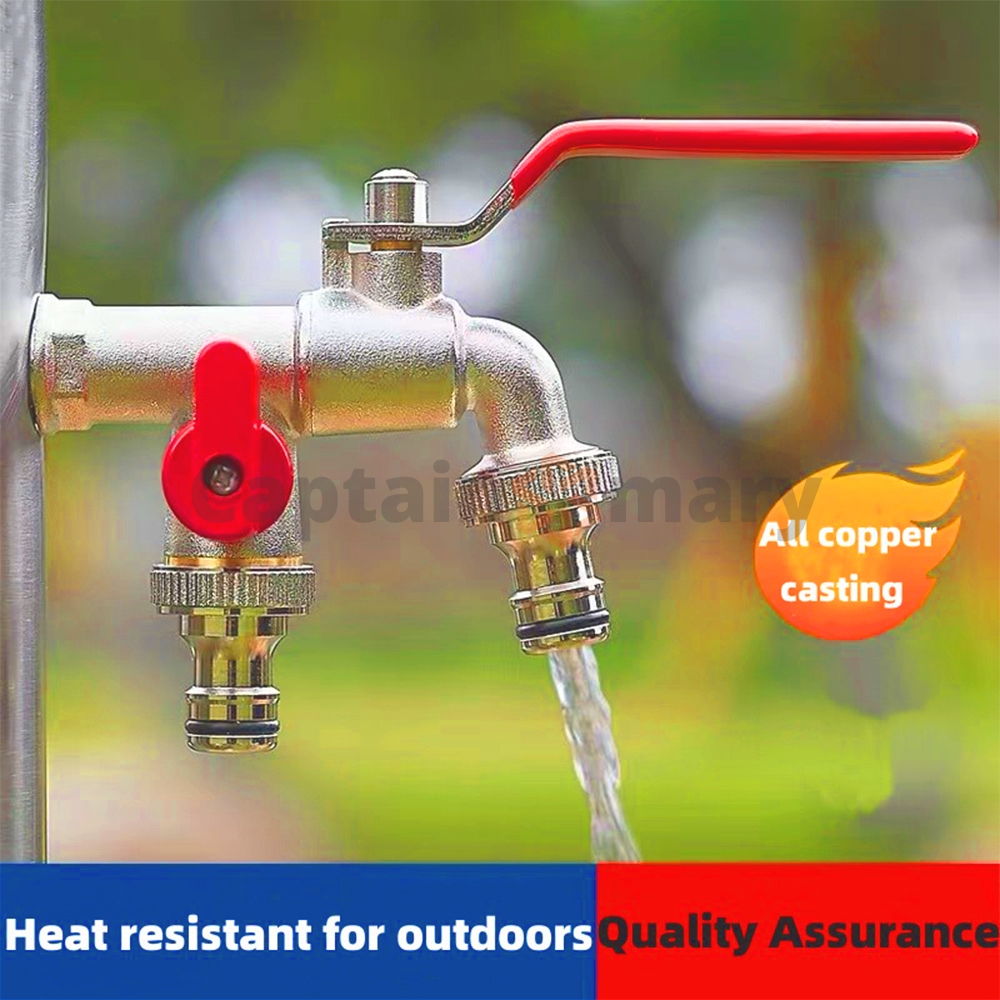 90 degree double valve water tap durable brass faucet for home outdoor ...