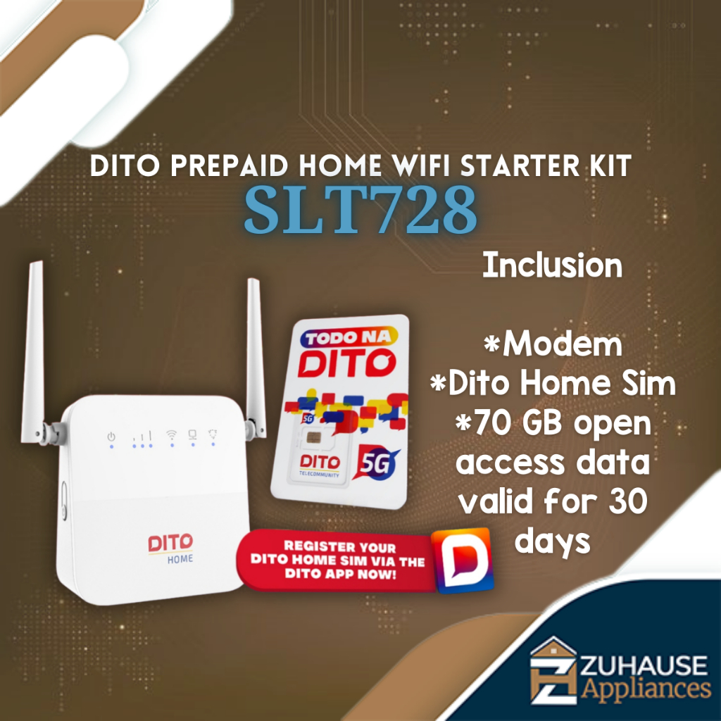 DITO PREPAID HOME WIFI Starter Kit SLT728 (FREE 70GB Data) | Shopee ...