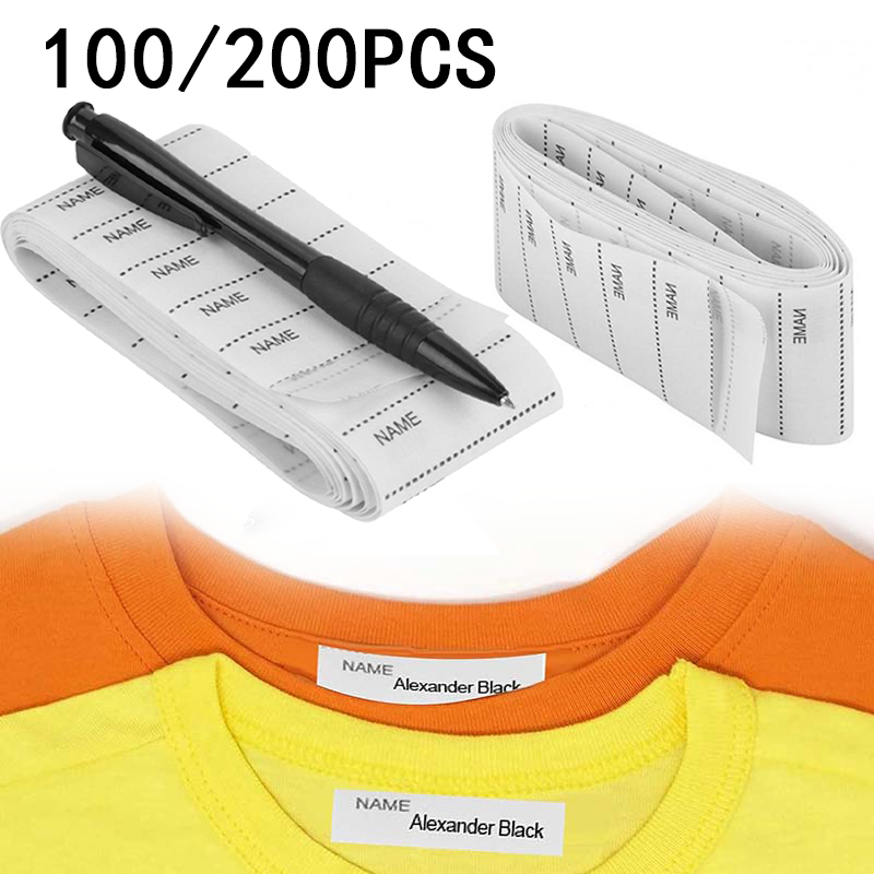 200Pcs Writable Iron on Clothing Label School Name Tags Tapes Name ...