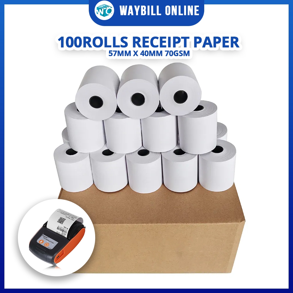 100ROLLS Receipt Paper 57mm x 40mm 70GSM for POS Thermal Receipt ...
