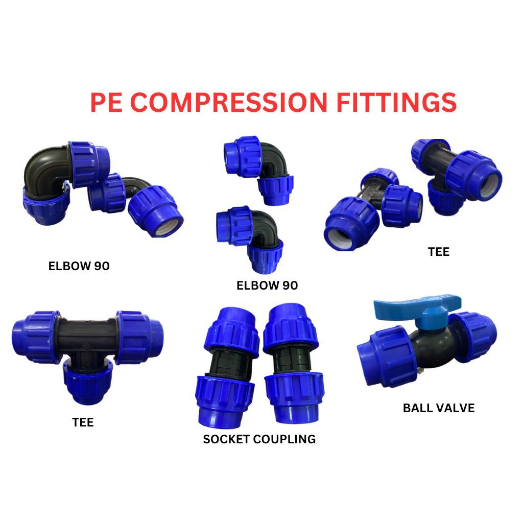 (P.E COMPRESSION FITTINGS) Elbow, Tee, Coupling, Ball Valve | Shopee ...