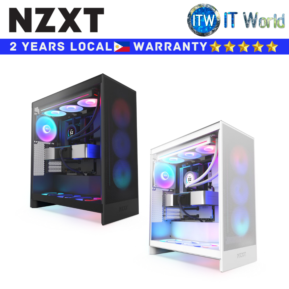 Itw | NZXT Computer PC Case H7 Flow RGB Matte Black/White Mid-Tower ATX ...