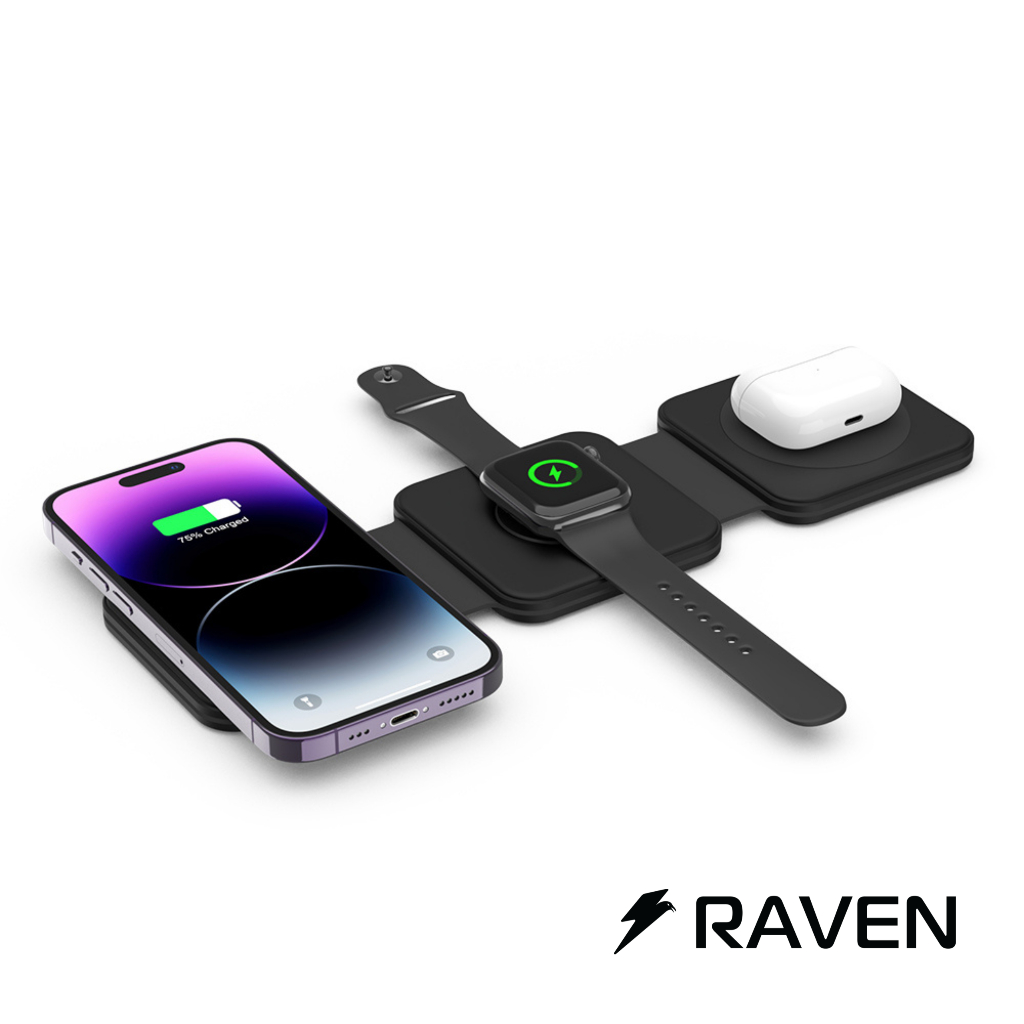 RAVEN 3 in 1 Foldable + Travel Magnetic Wireless Charger | Shopee ...