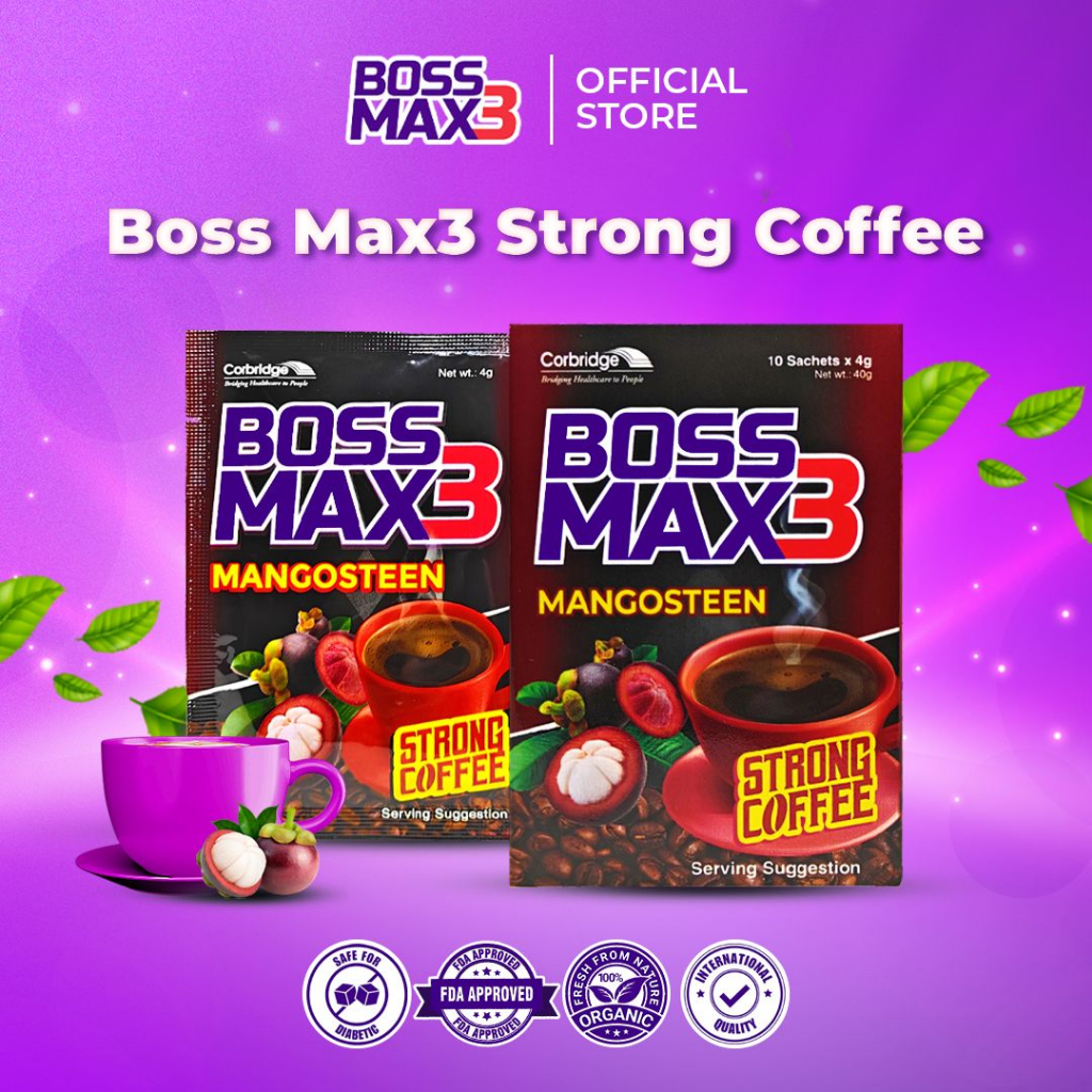 Boss Max3 Mangosteen Strong Coffee 4g with Stevia as sweetener | Shopee Philippines
