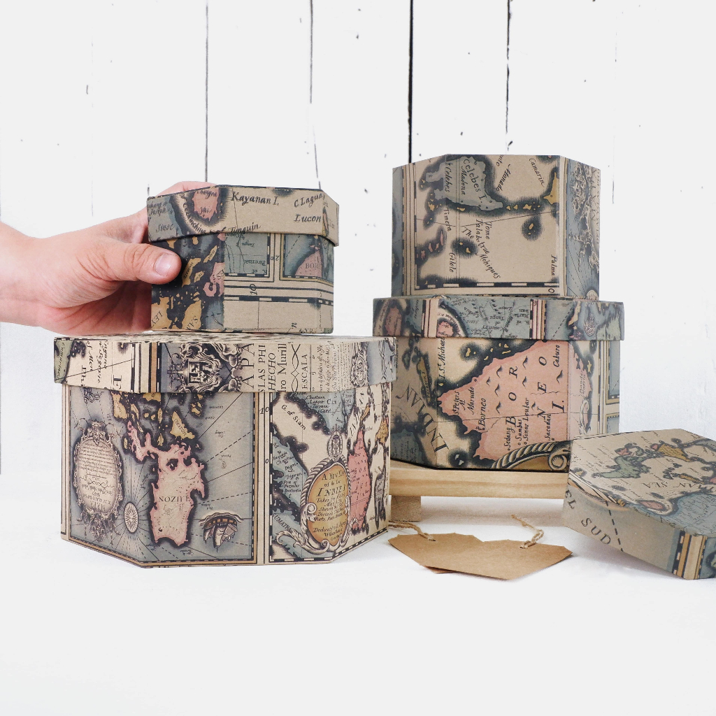 Papemelroti Hexagon Gift Box Wrapping | Hard Kraft Packaging | Shopee ...