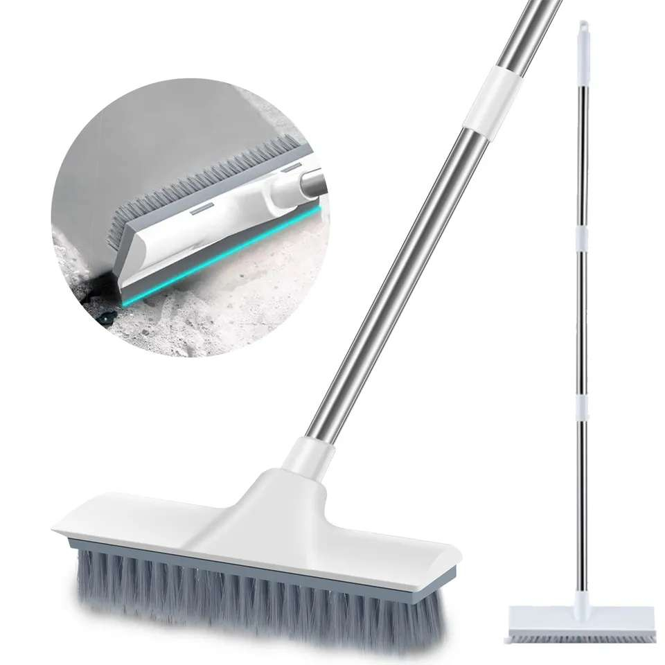 2 in 1 Adjustable Floor Scrub Brush Long Handle Bathroom Wiper Wall ...