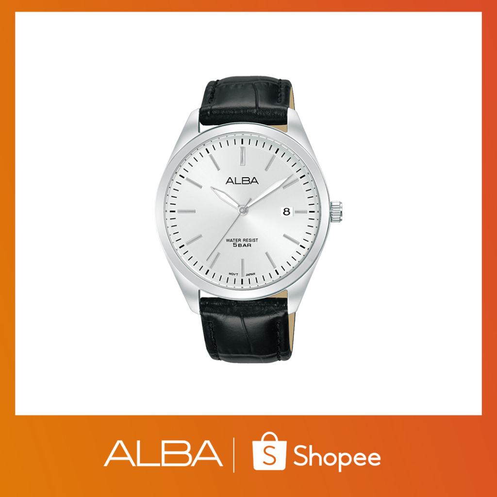 ALBA Philippines AS9S29X1 Silver Dial Black Leather Strap Men's Quartz ...