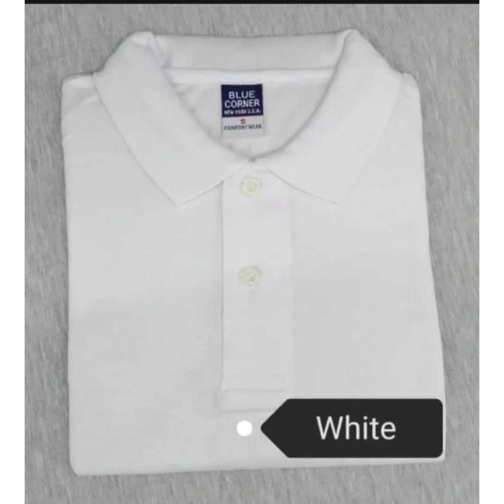 Blue Corner Men's Polo Shirt Plain White Comfort Wear with Collar ...