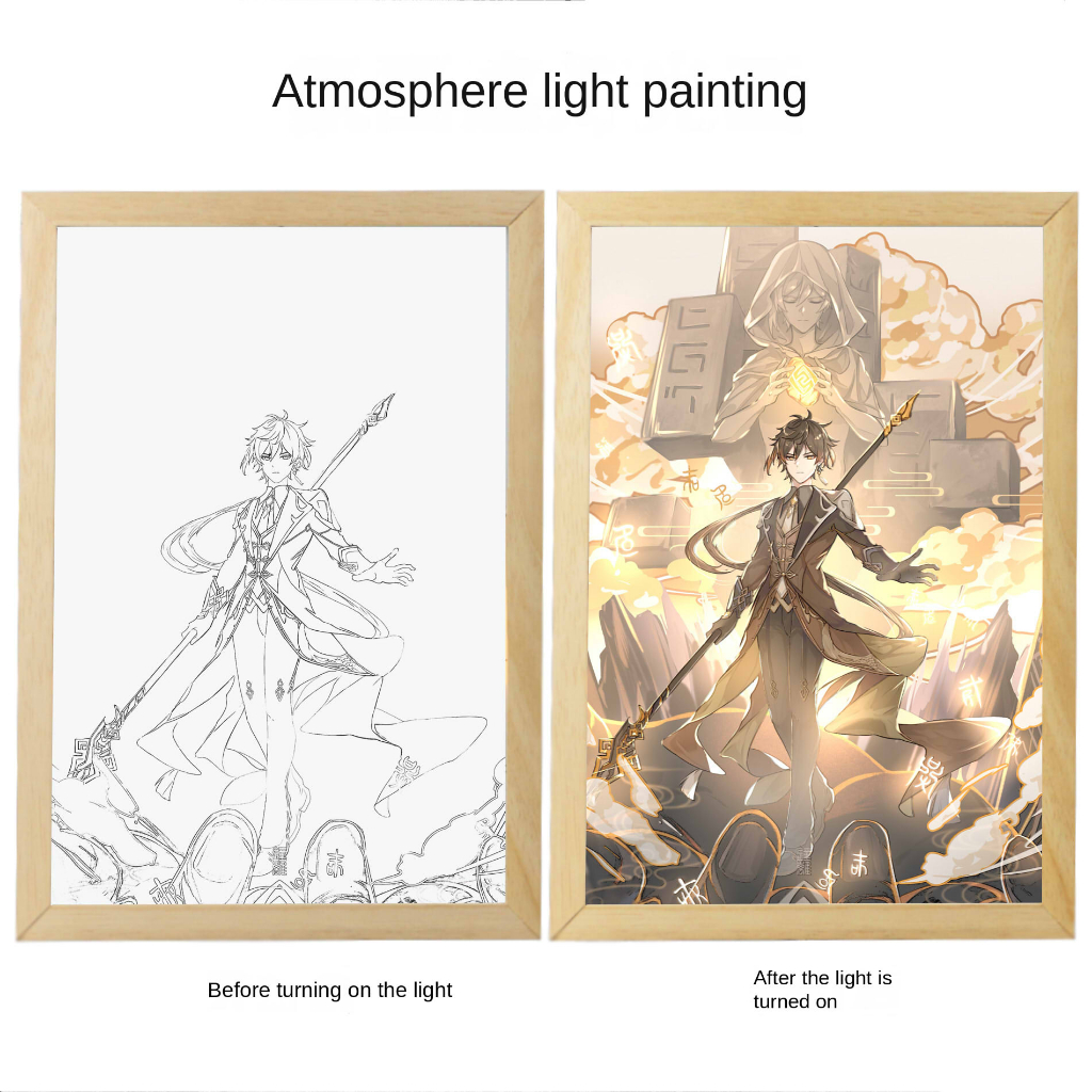 Genshin Impact Barbatos Zhongli Raiden Shogun light art painting ...