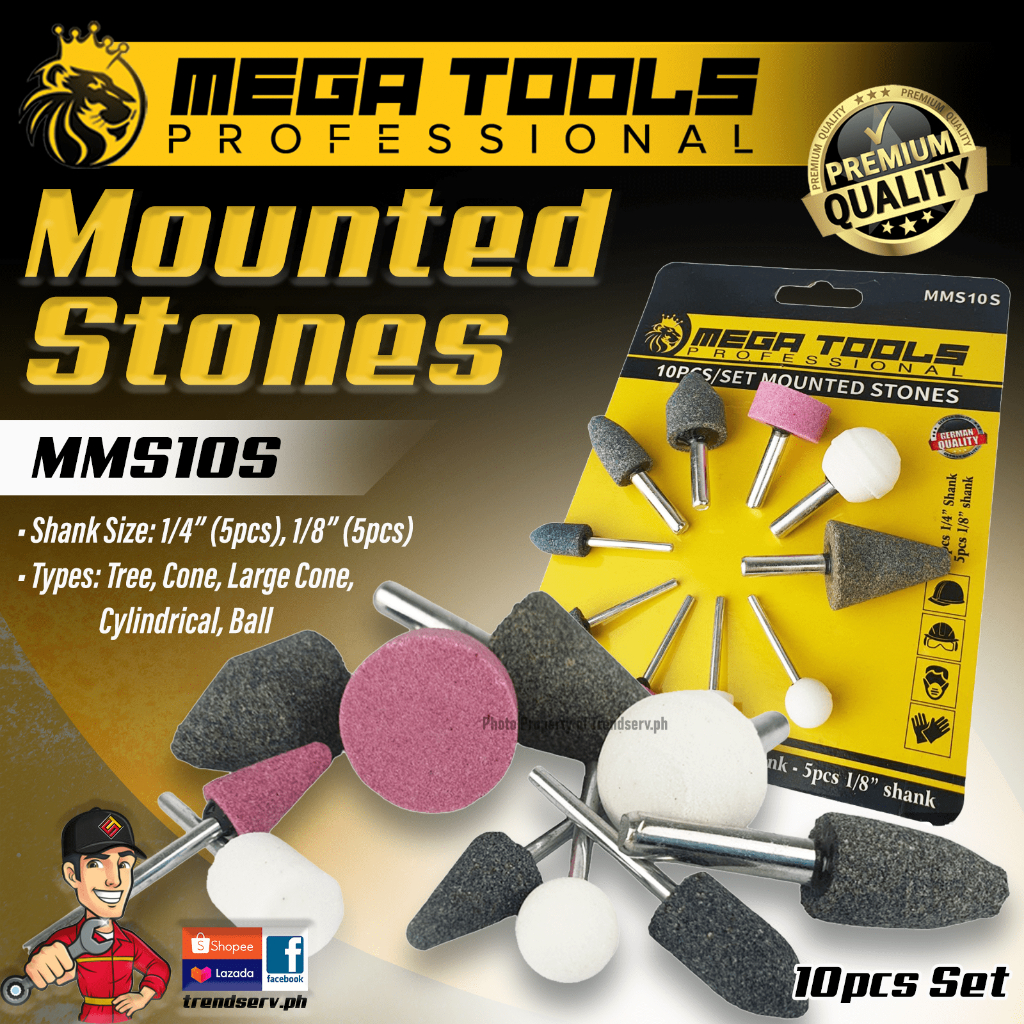 10pcs 1/4" & 1/8" Shank Mounted Stone Set | Shopee Philippines