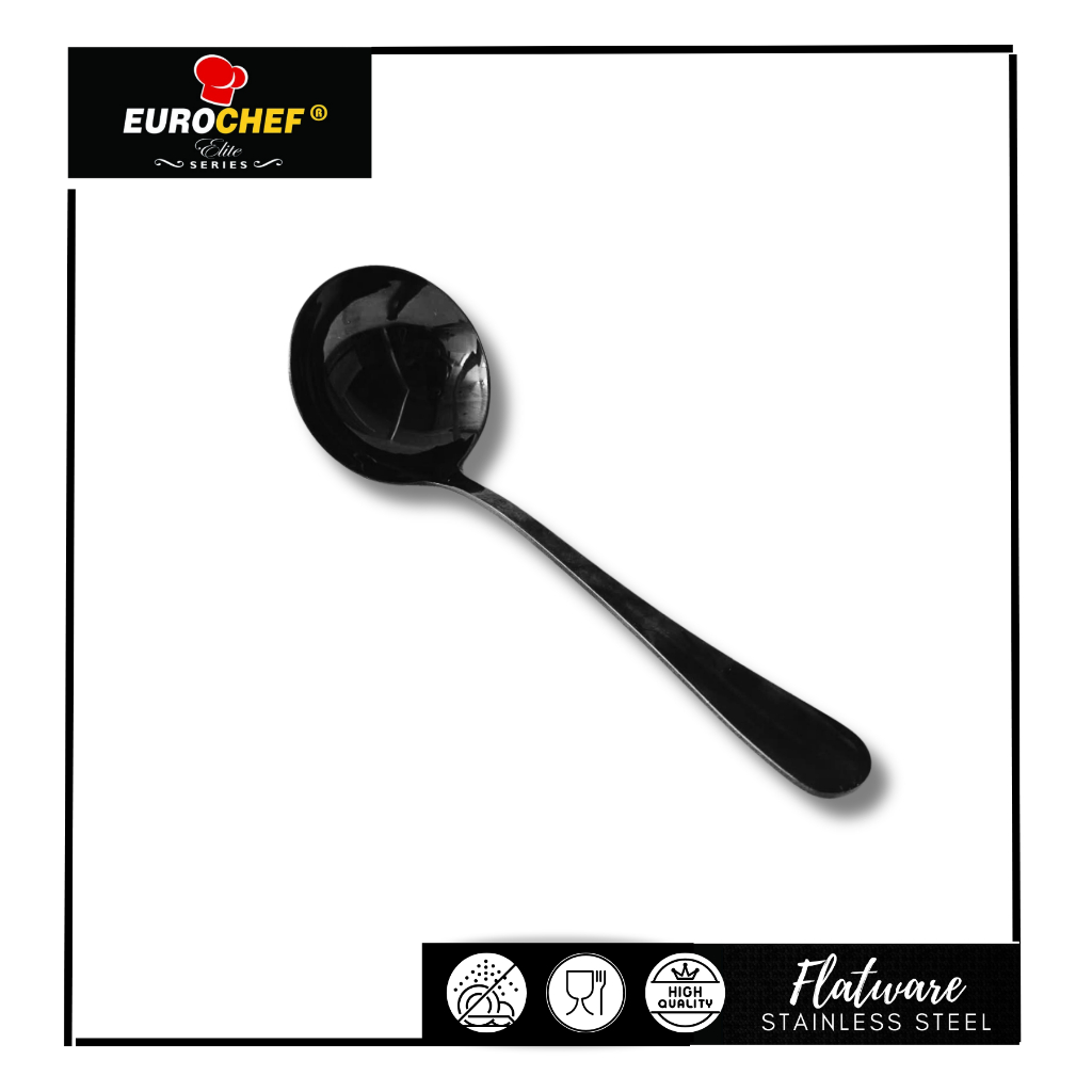 Eurochef Heavy Duty Black Stainless Steel Serving Spoon Serving Fork ...