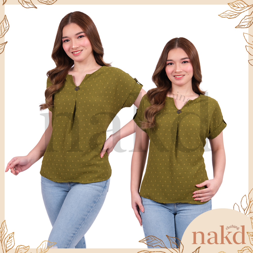 NAKD FASHION BRENDEL DAILY BASIC BUTTON TRENDY FOLDED EVERYDAY BLOUSE TOP FOR WOMEN 1439 ...