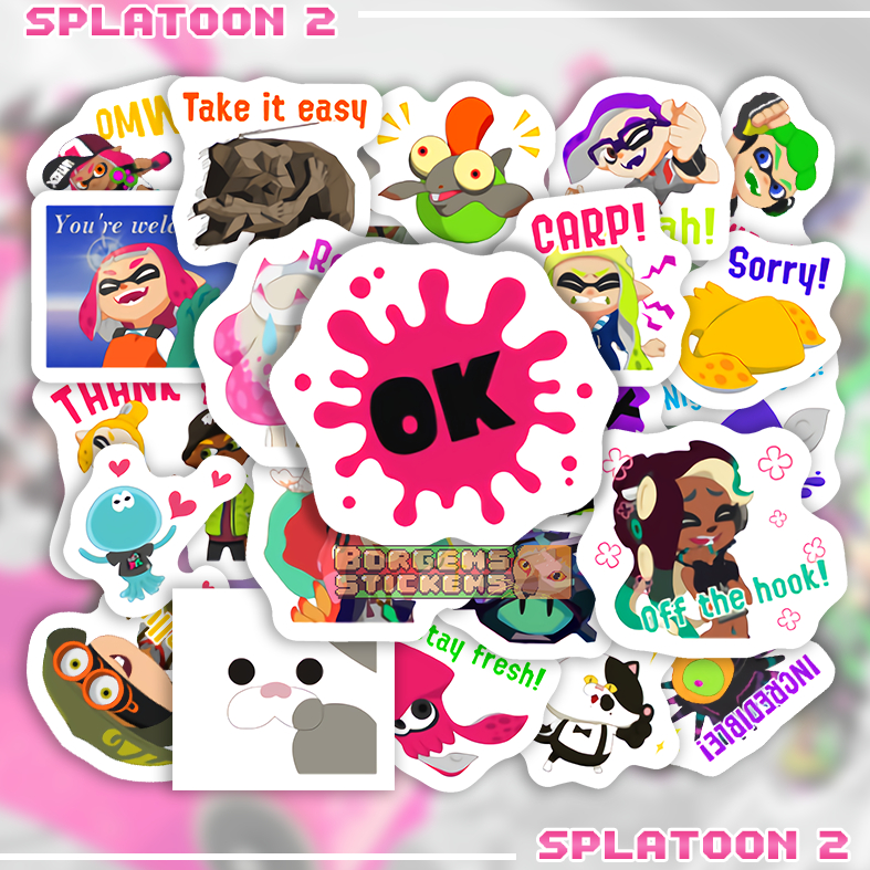 【24pcs】 Splatoon 2 emoji sticker sets - Vinyl Waterproof Sticker ...