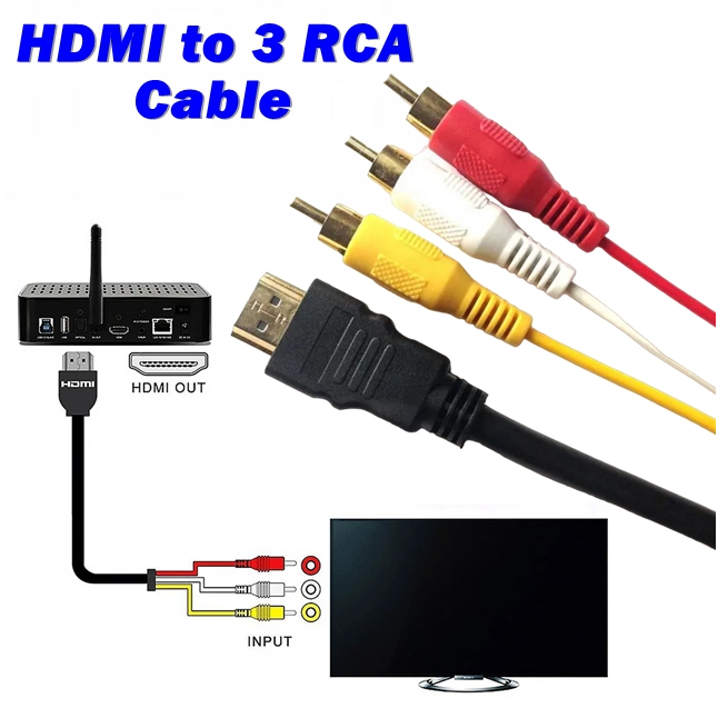 HDMI To 3 RCA AV Composite High Definition Male to Male Connector Cable ...