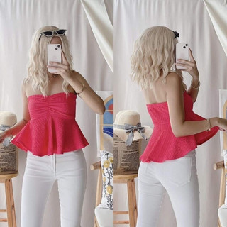 KILY.PH Peplum Tube Top Bark Crepe Fabric Flowy Tops 6A0256 | Shopee ...