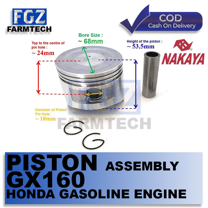 PISTON GX160 5.5HP NAKAYA LT168 HONDA GASOLINE ENGINE ASSEMBLY WITH ...