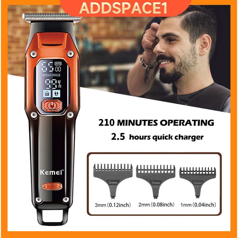 Kemei KM-658 Professional Hair Clipper Beard Trimmer for Men LED LCD Digital rechargeable ...