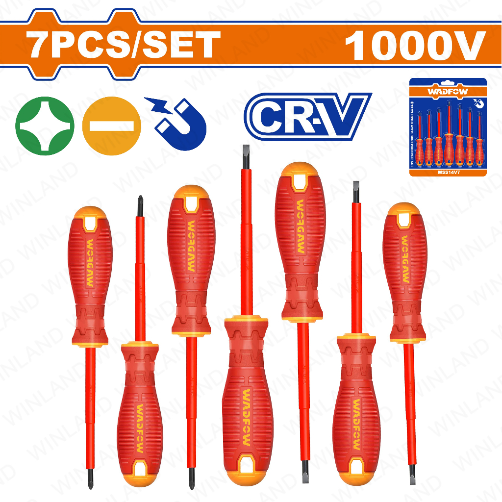 WADFOW by Winland 7pcs 1000V CR-V Materials Insulated flat & bake Screwdrivers Set WSS7407 WAD ...