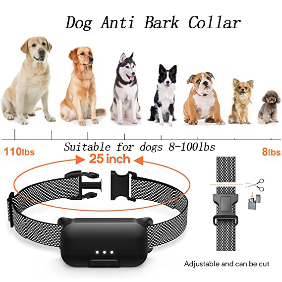 Electric Dog Anti Bark Collar Control Waterproof Vibration Electric Pet ...