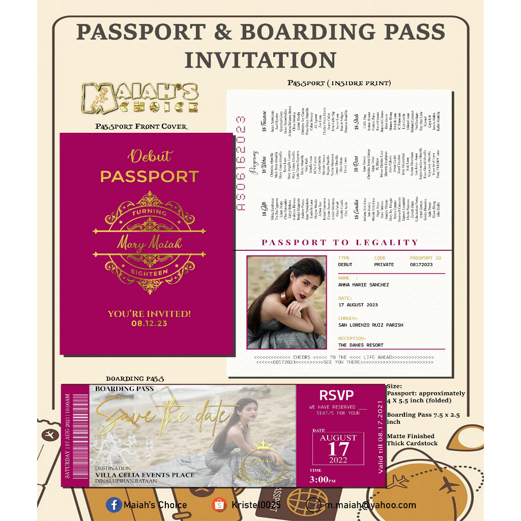 MC MATTE PASSPORT | PASSBOOK | BOOKLET AND BOARDING PASS INVITATION ...
