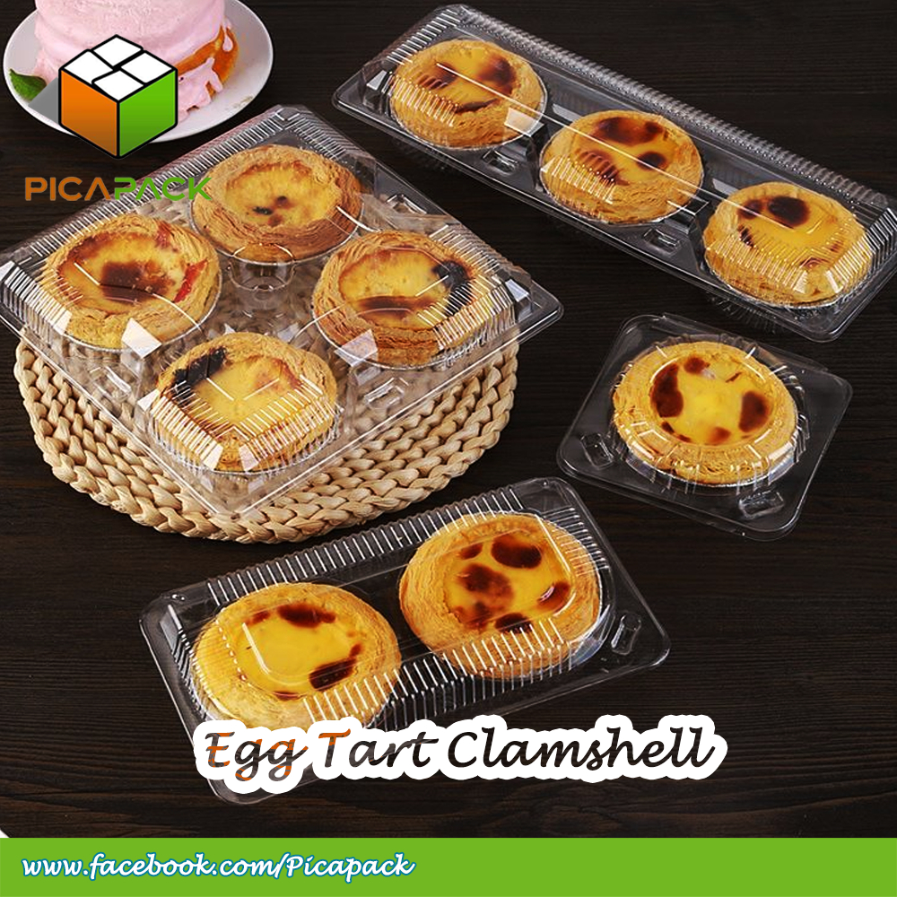 10pcs Egg Tart Clamshell Packaging Eggtart Desserts Disposable Box ...