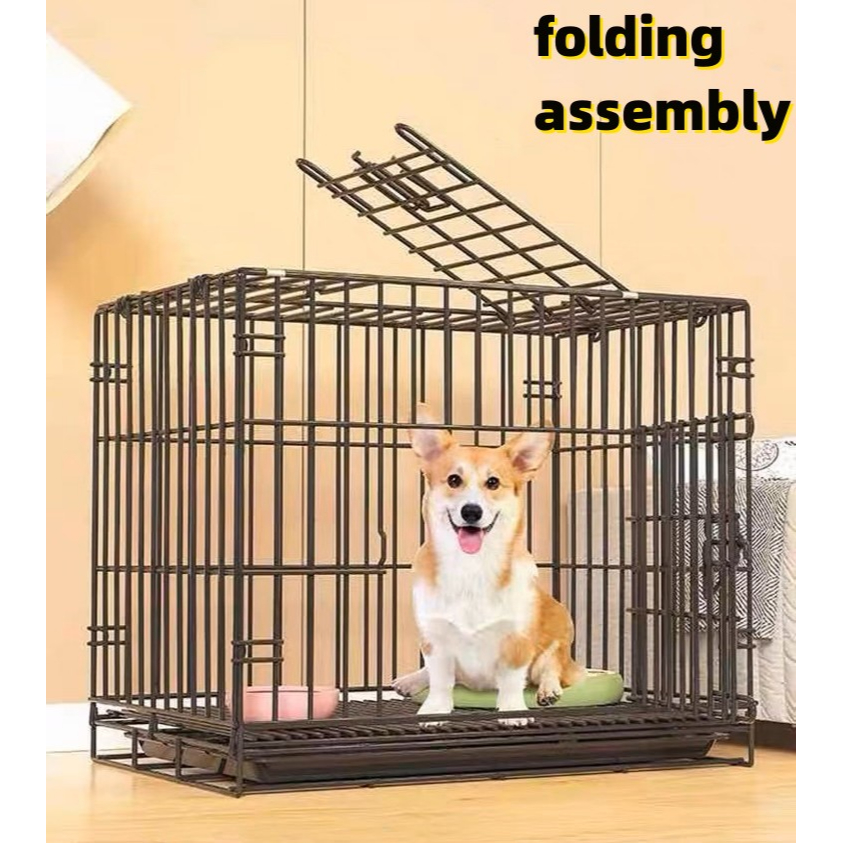 Foldable dog cage Pet cage with toilet Household indoor cat and dog ...