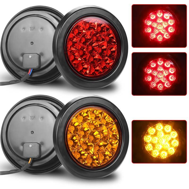 1 Pc - 12V & 24V 16-LED, 4 inches Tail Lights Reverse Lamp Round Clear ...