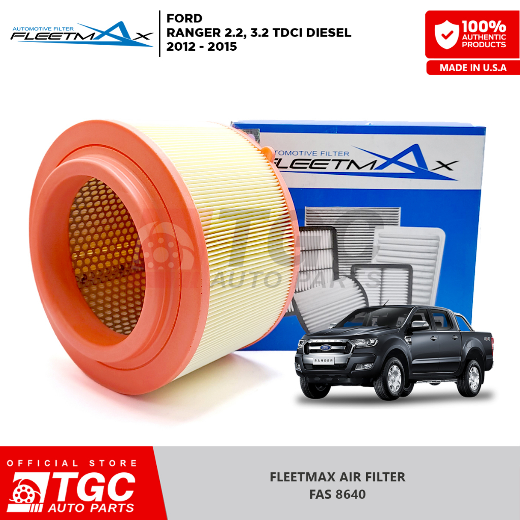 Fleetmax Air Filter / Air Cleaner Ford Ranger 2.2 3.2 TDCi Diesel 2012 ...