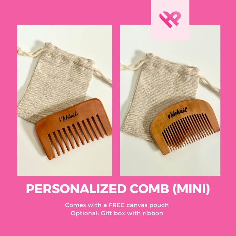 [BULK] PERSONALIZED WOODEN COMB - MINI (FREE CANVAS POUCH) | Shopee ...