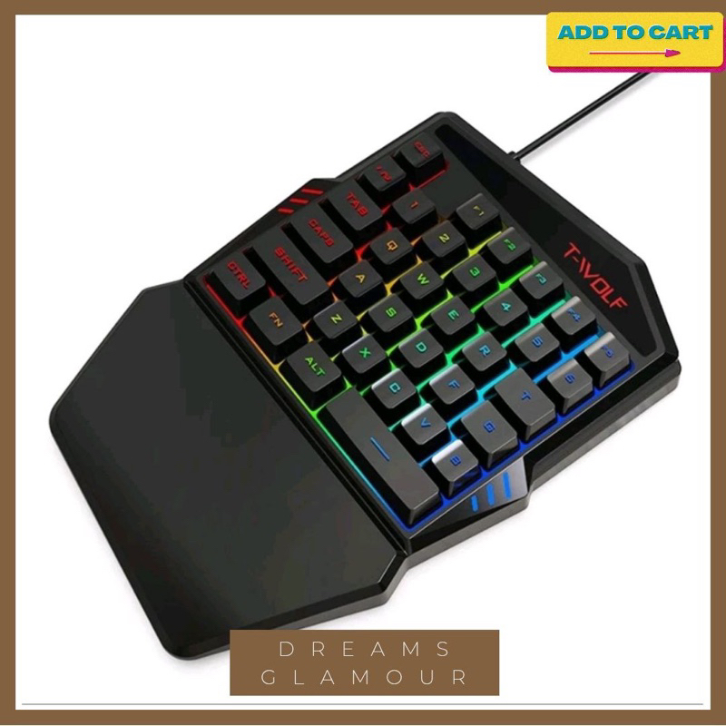 DG Wired One-handed Gaming Keyboard 35 Key Colorful RGB Backlight ...
