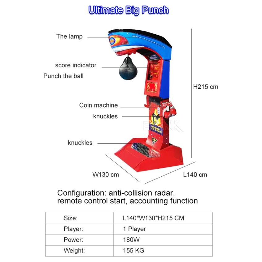 Coin Operated Arcade Prize Redemption Machine Punch Boxing Game Machine ...