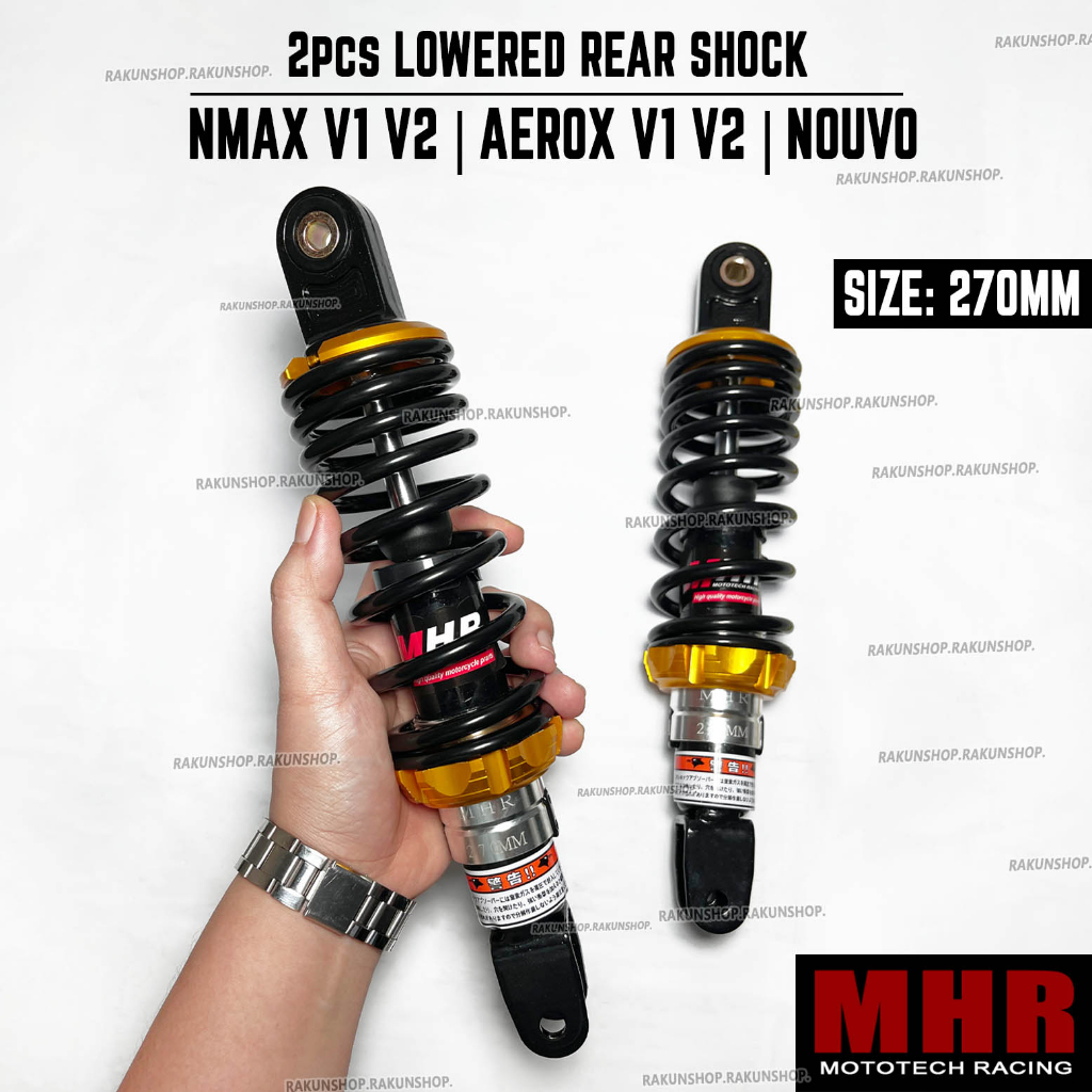 Yamaha Aerox V1 V2 Nmax V1 V2 Nouvo MHR BLACK 2 pcs Set Rear Shock ...