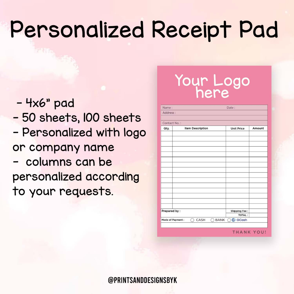 Receipt Pad PERSONALIZED | pndk | Shopee Philippines