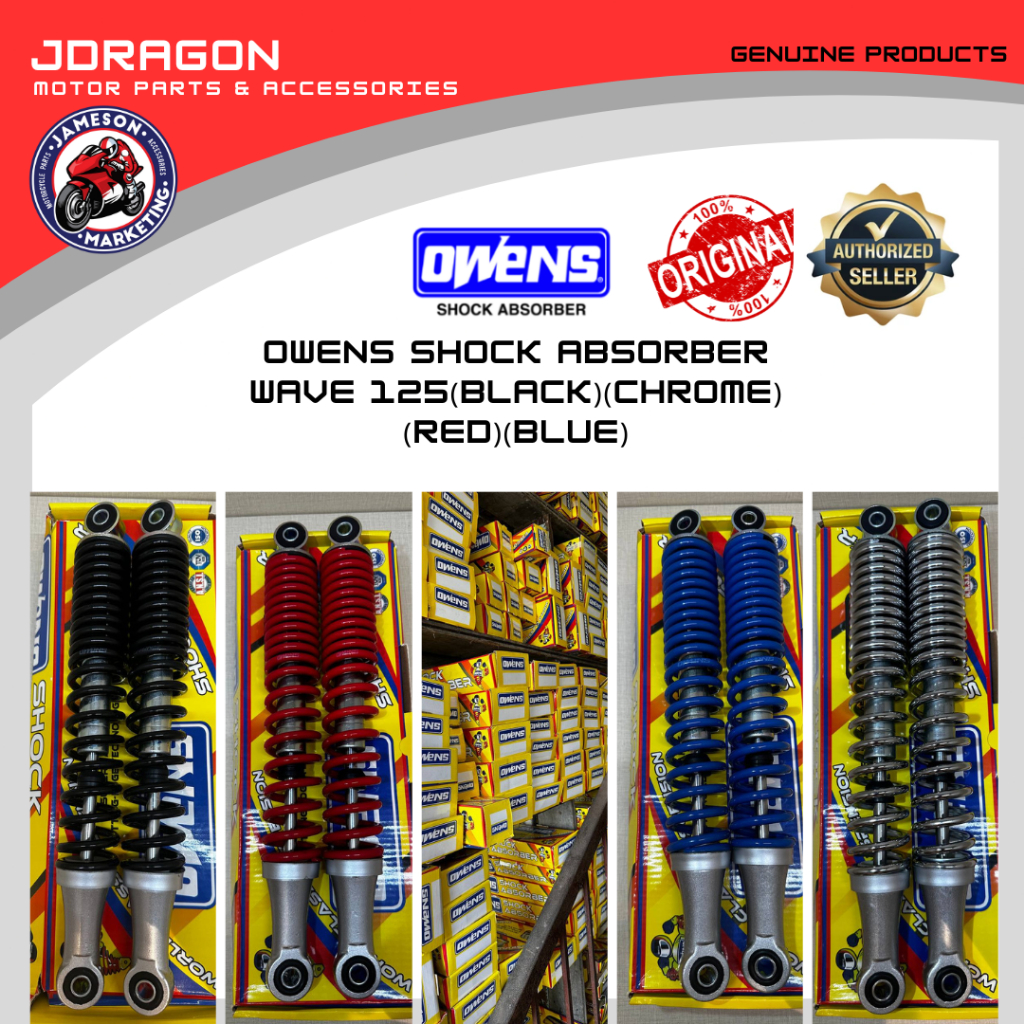 OWENS REAR SHOCK WAVE 125 (345mm) (RED)(BLACK)(CHROME)(BLUE) HYDRAULIC ...
