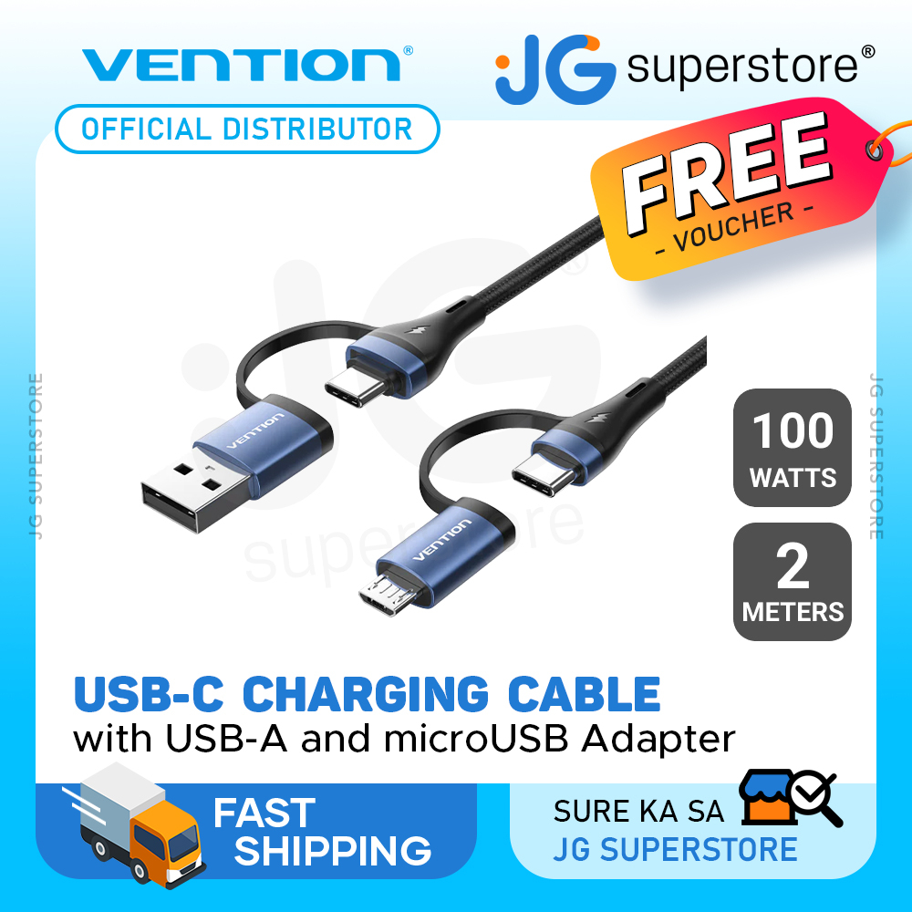 Vention 100W PD 4-in-1 USB Type C Fast Charging Data Cable with USB A ...